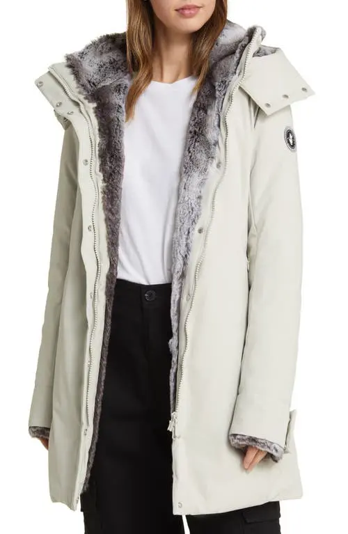 Save The Duck Samantha Hooded Parka With Faux Fur Lining In Rainy